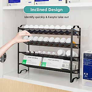 Simple Trending 2-Pack 4 Tier Spice Rack Organizer,Stackable Kitchen Counter Shelves,for Cabinet,Countertop,Pantry, Door or Wall Mount, Metal Mesh,(Jars not Included), Black