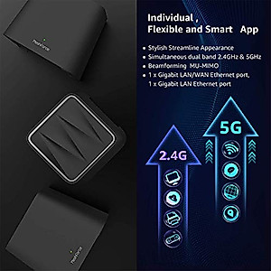 Meshforce Mesh WiFi System M3s Suite (Set of 3, Midnight Black) - Gigabit Dual Band Mesh Network, Wireless Internet System for Home, WiFi Coverage up to 6+ Bedrooms