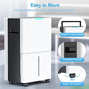 1500 Sq.ft Dehumidifiers for Basement, Wpsoert Dehumidifier for Home, Auto and Manual Drainage, Auto Humidity Control Closet, Ideal for Room, Bathroom, Bedroom, RV