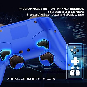 Bluetooth Controller for Switch/Mac/PC/Steam/Mobile Phone/iOS/Android//TV/iPad/Table/Apple Arcade MFi Games, switch pro controller wireless with Adjustable Dual Motion,Turbo,Macros,6-Axis,Wake Up for Black Myth: Wukong (Black) (Purple) (Blue)