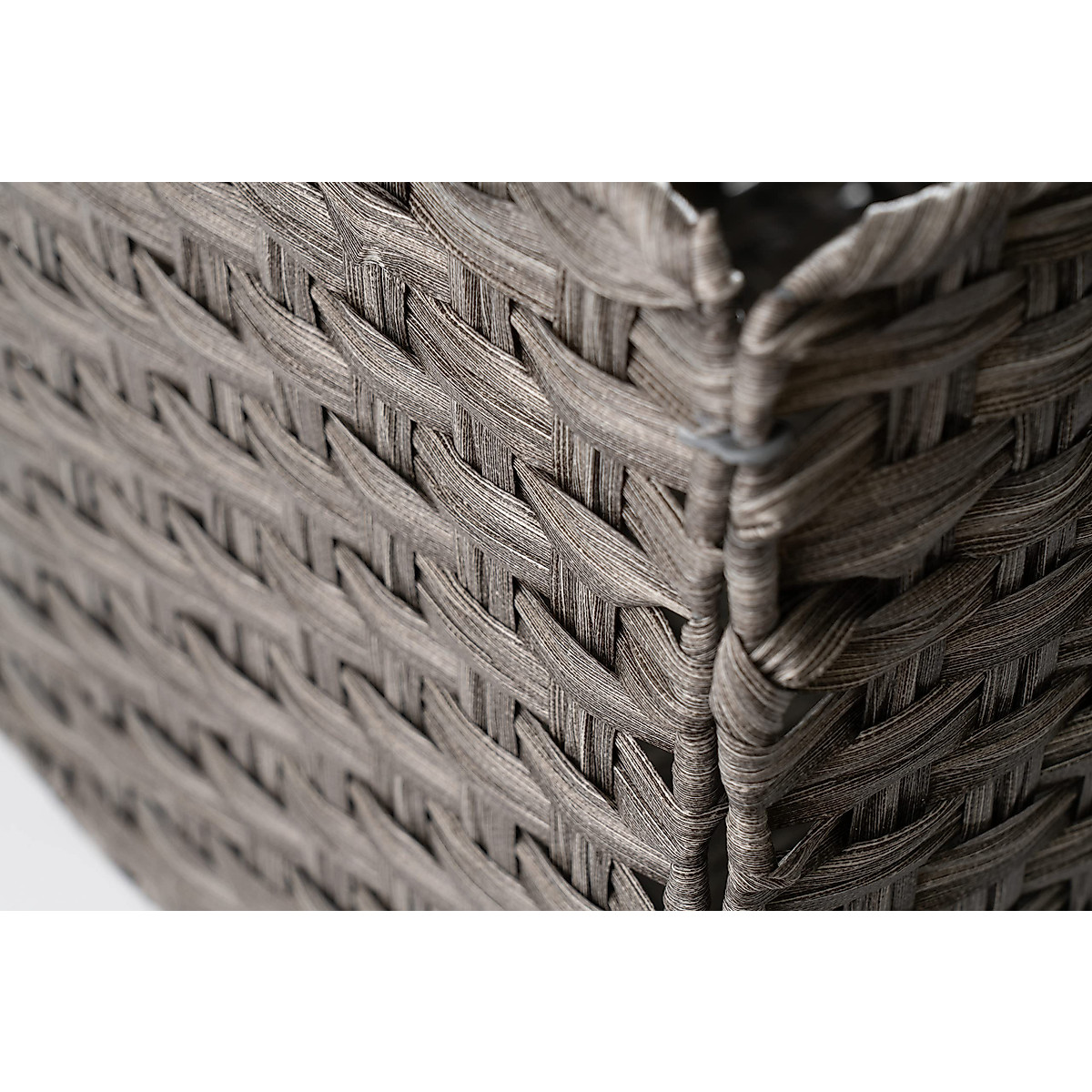 Foldable Synthetic Plastic Wicker Storage Basket with Iron Wire Frame By Blue Ridge Basket Company (Set of 4)