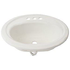 American Built Pro Lavatory Sink 20" x 17" x 7.5" Oval Shape White Color for Mobile Homes RVMH ABS Rust Free 3 Hole Heavy Duty Sink Perfect for RV, Bathroom, Bar, Farm, Mancave, Basement