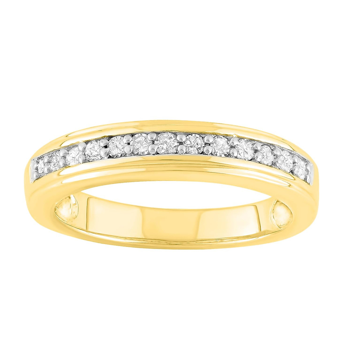 Hdiamonds 1/4 Carat Total Weight (cttw) 925 Sterling Silver Wedding Band with White Diamonds - Yellow Gold Bridal Ring for Women (Ring Size: 6.5)