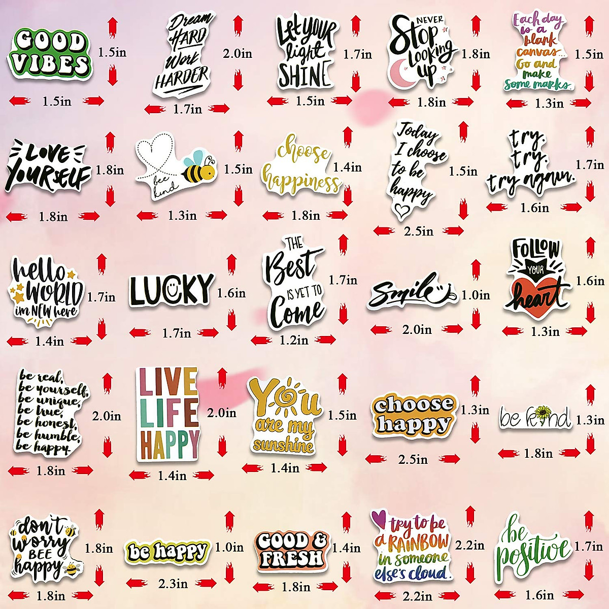 LIFEBE 50Pcs/Pack Inspirational Stickers for Water Bottles, Motivational Stickers for Teens, Students, Teachers, Employees, Vinyl Waterproof Durable Laptop Sticker Decals for Computer