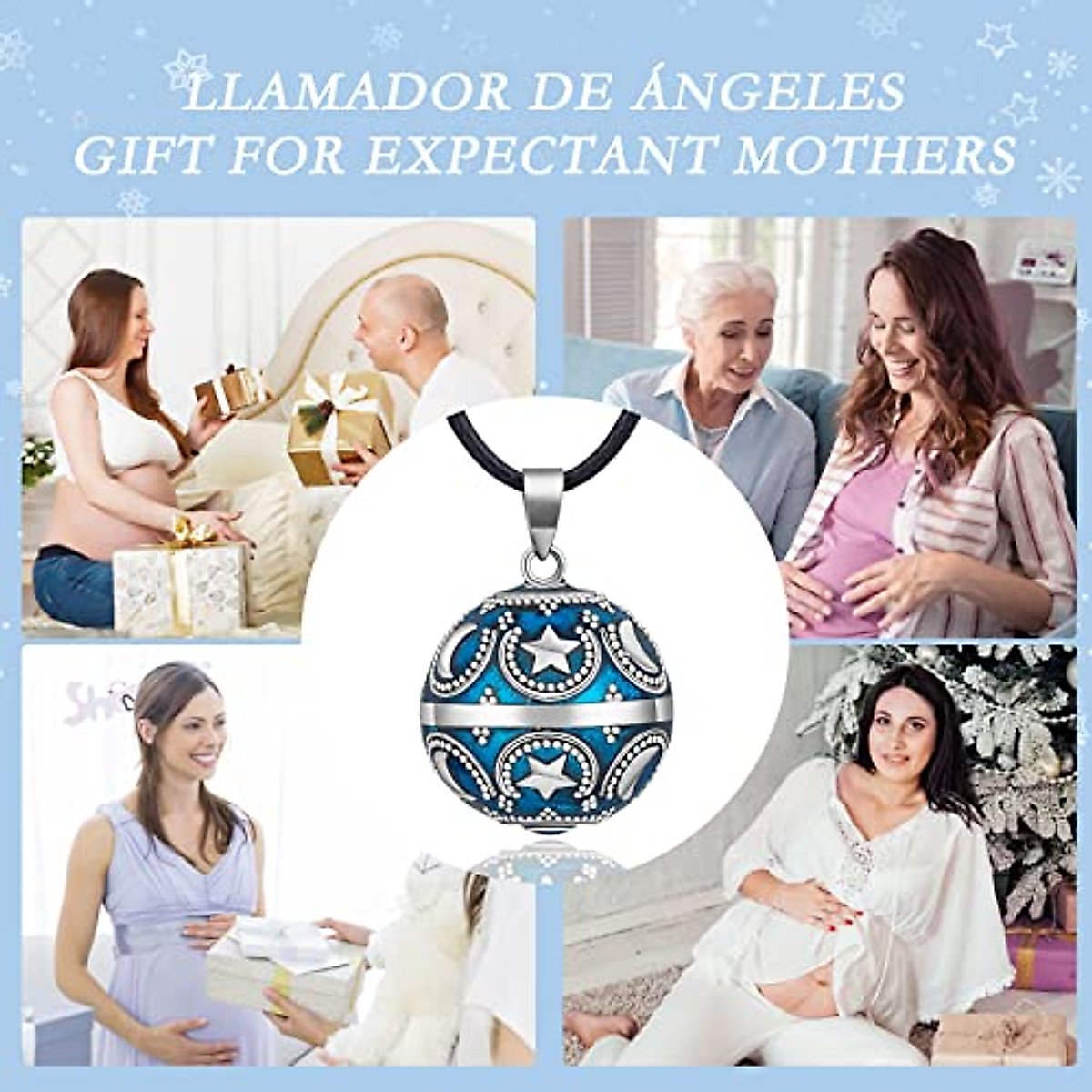 EUDORA Harmony Bola Moon Star Music Chime Ball Pendant Angel Caller Necklace for Pregnant Woman