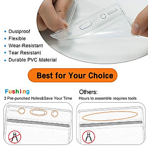 Fushing 200 Pcs Clear Plastic Horizontal Name Tag Badge ID Card Holders