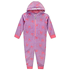 Minecraft Girls' Onesie Creeper Purple 10