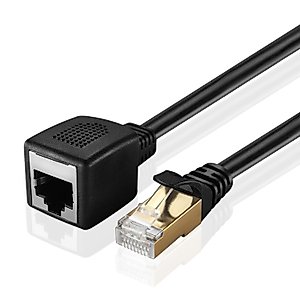 TNP Ethernet Cable Extension Extender (10FT) - Cat7 Cat6 Cat5e Cat5 LAN RJ45 Female to Male Network Wiring Connector Plug Patch Wire - Ethernet Cord Extender for Router Modem Smart TV Computer Laptop
