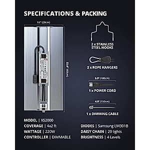 VIPARSPECTRA 2024 Upgraded XS2000 LED Grow Light with Samsung LM301B Diodes & MeanWell Driver, Dimming Daisy Chain, Full Spectrum Lights for Indoor Plants Veg and Bloom 4x2/3x3 Tent