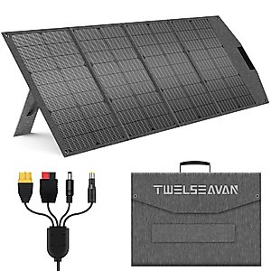 TWELSEAVAN Portable Solar Panel for Power Station, 120W Foldable Solar Charger with QC3.0/PD60W/DC 4 Outputs for Phone Tablet, Camping Outdoors RV