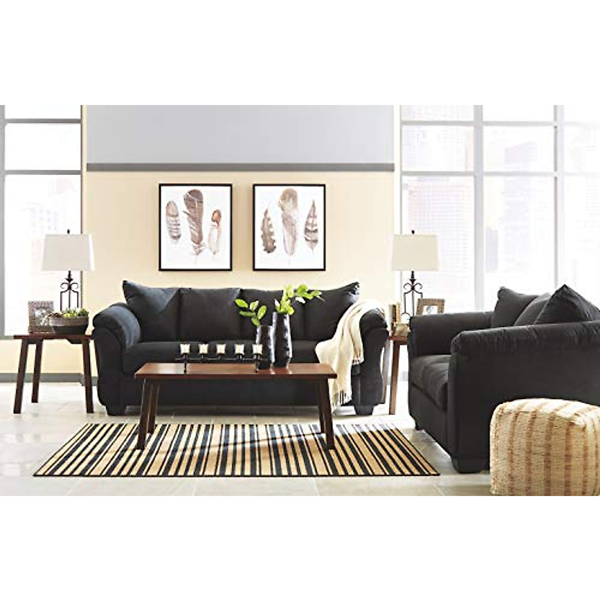Signature Design by Ashley Darcy Classic Contemporary Sofa, Black
