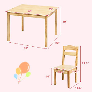Costzon Kids Table and Chair Set, 5 Piece Wood Activity Table & Chairs for Children Arts, Crafts, Homework, Snack Time, Preschool Furniture, Gift for Boys Girls, Toddler Table and Chair Set (Natural)