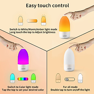 Night Light for Kids, Portable Touch Lamps with Color Changing Mode & Stepless Dimming Function, Rechargeable Baby nigth Light with 1H Timer & Touch Control