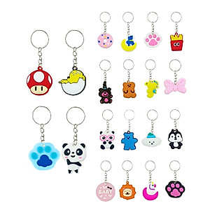 GADMEXILY 100pcs Cartoon Keychain for Kids Party Favors, Mini Cute Keyring for Classroom Prizes, Birthday Christmas Party Favors Gift, Goodie Bag Stuffers Supplies, 20 Colors
