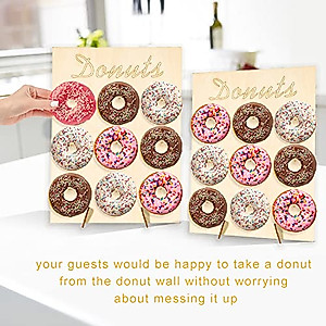 ULENDIS 2 Pack Donut Wall Display Stand Wooden, Reusable Donut Holder Board Fits 18 Doughnuts, Doughnut Food Buffet Display for Wedding Baby Showers Birthday Gathering Party Decorations and More
