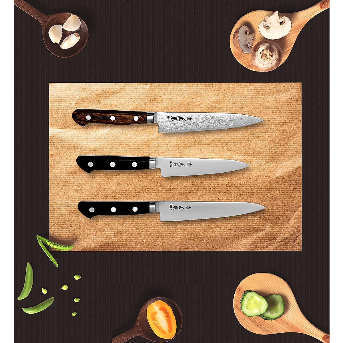 MASAMOTO VG Japanese Petty Knife 5" (120mm) Professional Kitchen Small Utility Knife, Ultra Sharp Japanese Stainless Steel Blade, Duracon Handle, Made in JAPAN