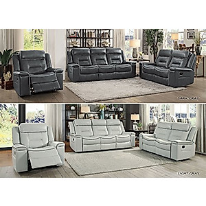 Homelegance Darwan 65" Leather Gel Double Reclining Loveseat, Light Gray