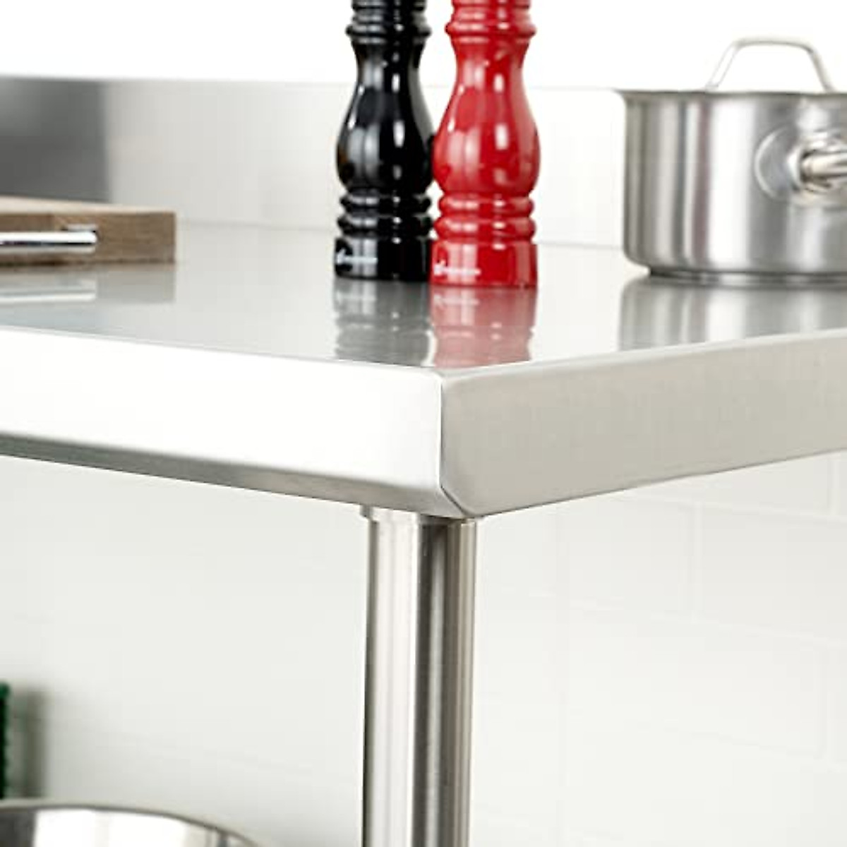 Restaurantware Kitchen Tek 16-Gauge 304 Stainless Steel Commercial Work Table - Medium Duty, 4" Backsplash, Undershelf - 30" x 60" - 1 count box,Silver