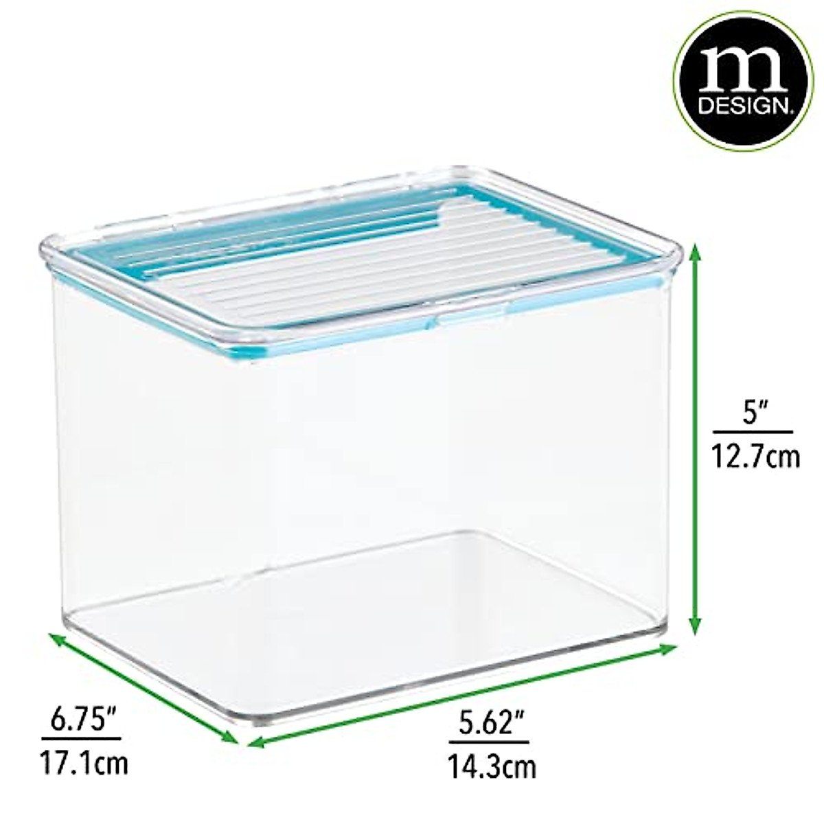 mDesign Airtight Stackable Kitchen Pantry Cabinet Food Storage Container - Attached Hinged Lid - Compact Bin for Pantry, Refrigerator, Freezer - BPA Free, Food Safe - Holds 2 Quarts - Clear