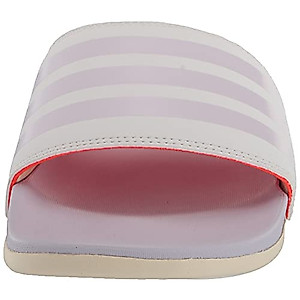 adidas Women's Adilette Comfort Slides Sandal, White/Purple Tint/Wonder White, 8