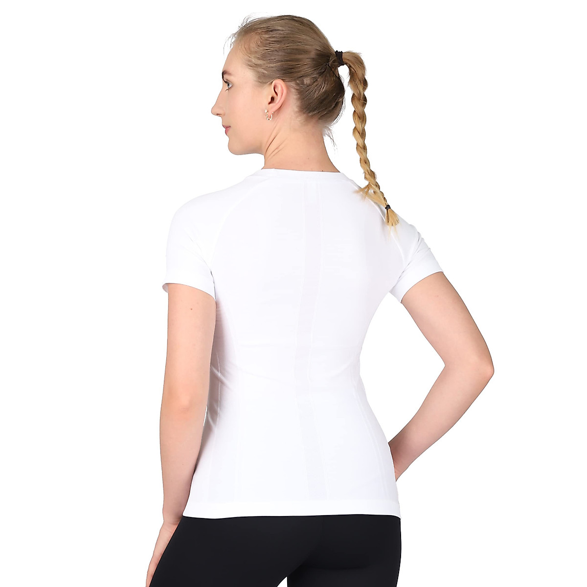 MathCat Workout Shirts for Women Short Sleeve, Workout Tops for Women, Quick Dry Gym Athletic Tops，Seamless Yoga Shirts White