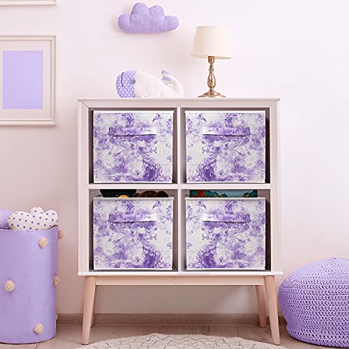 Sorbus Cube Storage Bins Cube Foldable Fabric Basket Bin Box Shelves Cubby Cloth Organizer - Great for Kids Nursery Closet Shelf, Playroom, Home Organization, 4-Pack (Tie-Dye Purple)