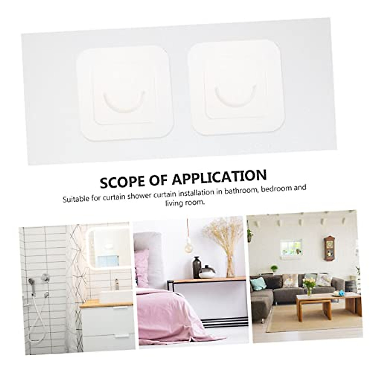 DECHOUS 3pcs Hook Bracket Shower Curtains Hooks Wall Mounted Holder Shower Curtain Holder Adhesive Curtain Rod Holders Shower Rod Mount Retainer Curtain Rod Support Shower Rod Holder Abs