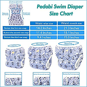 Pedobi Reusable Baby Swim Diapers, Adjustable Diaper Swim for Toddlers 9 Months - 3 Years Old, 3 Pack for Swimming Lessons (Sea World, Large)