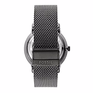 Fossil Men's Neutra Automatic Stainless Steel Mesh Three-Hand Skeleton Watch, Color: Smoke (Model: ME3185)