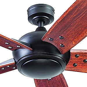 Prominence Home Guyanna, 62 Inch Modern Farmhouse LED Ceiling Fan with Light, Remote Control, Dual Mounting Options, Hand Carved Wood Blades, Reversible Motor - 51633-01 (Espresso)