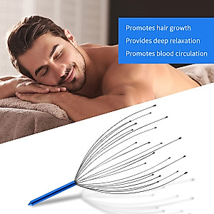 Klsazoci 2 Pack Scalp Massager, 20 Fingers Head Massager, Handheld Head Scratcher, Scalp Scratcher, Head Massage Tingler for Deep Relaxation, Hair Growth and Stress Relief (Purple and Blue)