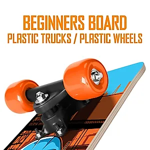 Rude Boyz 17" Micro Complete Skateboard | Maple Wood | ABEC 7 Bearings | Double Kick Concave Deck | Kids Skateboard, Ideal Toddler Cruiser Skateboard Ages 2-5