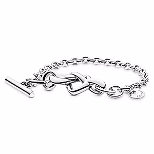 Pandora Jewelry Knotted Heart T-Bar Sterling Silver Bracelet, 7.1"