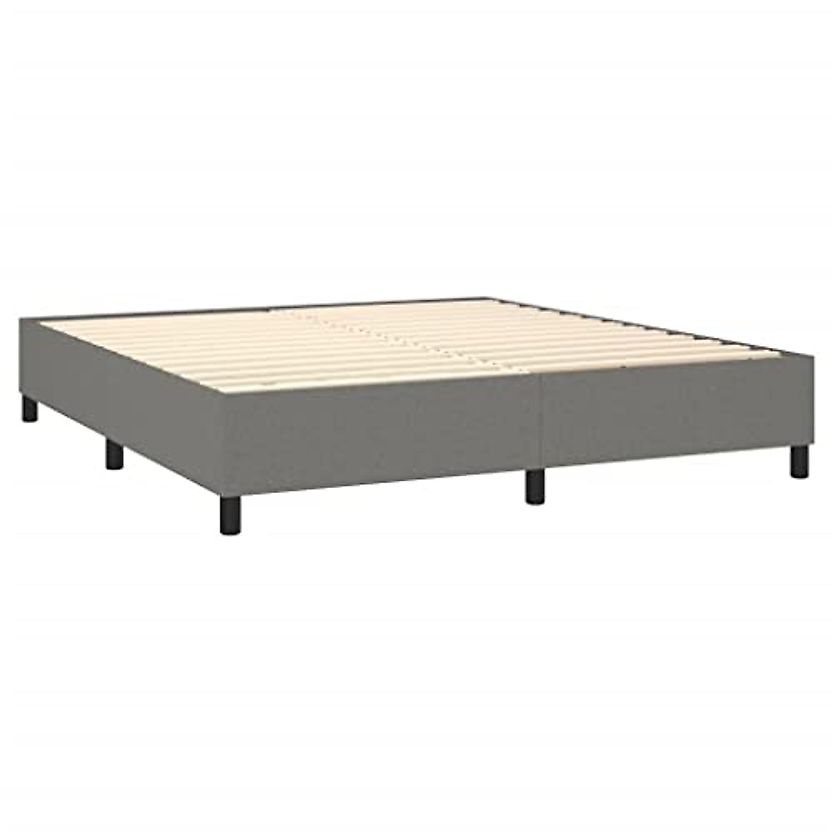 GOLINPEILO California King Fabric Box Spring Bed with Mattress Set,Included 1 x Bed Frame/1 x Headboard/1 x Mattress/1 x Mattress Topper, Dark Gray with Black Legs (Style F)