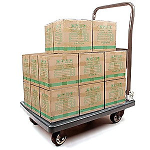 Timati Folding Push Cart Dolly Cart Platform Hand Truck with 330lb Platform Truck Luggage Cart Folding Flatbed Dolly with 360 Degree Swivel Wheels Foldable Push Hand Cart for Loading and Storage