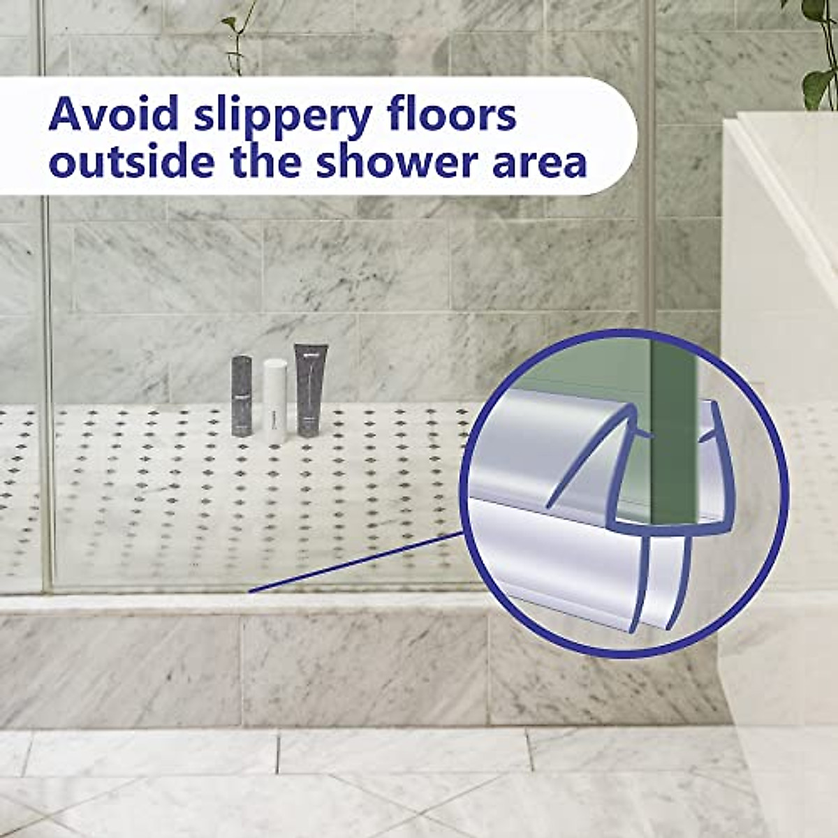 2-Pack Tarpuglider Shower Door Bottom Seal with Internal Grips and Sweep Strip - Frameless Glass Shower Door Seal Strip with Adjustable Length -Stop Shower Leaks -Clear Vinyl (3/8” (9-10 mm) x 39")