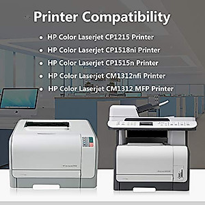 4 Pack (BK/C/M/Y) Cartridge 125A | CB540A CB541A CB542A CB543A Remanufactured Toner Cartridge Replacement for HP Color Laserjet CP1215 CP1518ni CP1515n CM1312nfi CM1312 MFP Printer,Sold by TopInk