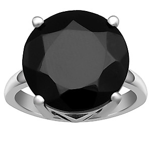 10 MM Round Cut Four Prong Set Black Onyx Gemstone 925 Sterling silver Unisex Ring (5.5)