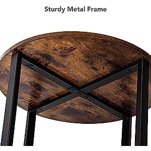 GOOD & GRACIOUS Round End Side Table with Storage Shelf for Living Room Sofa Couch End Tables with Sturdy Metal Frame Bedside Accent Table with Metal Frame for Small Spaces, Bedroom, Brown