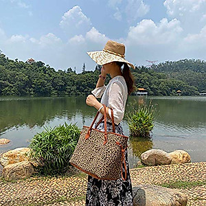 Leopard Tote Handbag Oversize Women Weekend Beach Bags Market Grocery & Picnic Tote Bag with Pockets Zipper Gifts for Women (X-Large, Cheetah Print)