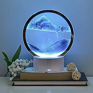 Moving Sand Art Picture With Light, 3d Kinetic Art Sand Sandscape In Motion Display Round Glass Flowing Sand Frame With Colorful Led, Dynamic Sand Art Liquid Motion Sand Picture For Home Decor Office