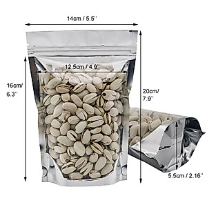 GooGou Resealable Zip Mylar Bag Food Storage Aluminum Foil Bags Smell Proof Pouches 5.5x7.9" 100pcs