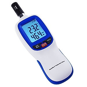 Gain Express Digital Humidity & Temperature Meter Hygrometer Psychrometer, Dew Point and Wet-Bulb Temperature Range -4~158°F, Humidity Range 0~100% RH, Min/Max Hold, LCD Backlight