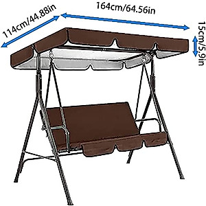 Patio Swing Canopy Waterproof Top Cover Set, Courtland Swing Replacement Awning Canopy Covers for Swing Chair Glider All Weather Protection Outdoor Garden Furniture(Dark Green, Three-seater76.77in)