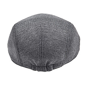 FEINION Men Cotton Newsboy Cap Soft Fit Cabbie Hat (Dark Grey)