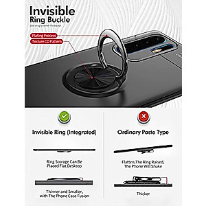iCoverCase Compatible with Huawei P30 Pro Case with Ring Holder, Rotatable Matal Ring Kickstand [Work with Magnetic Car Mount] Shockproof Anti-Scratch Ultra-Slim Protective Case (All Black)