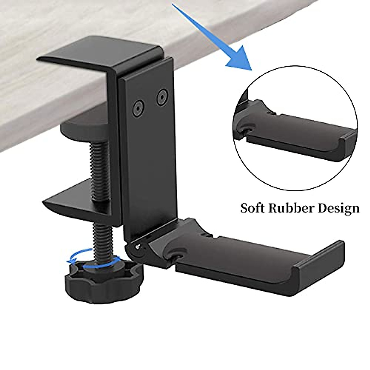 tempsnug Aluminum Headphone Stand Hanger Foldable with Cable Organizer Headset Holder, Non-Slip Desk Hook Space Save Universal Headphone Mount