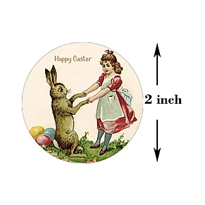 Miatoi 80 Vintage Easter Stickers, Victorian Happy Easter Stickers Labels, Retro Easter Eggs Bunny Gift Party Favor Decorations(HEST-1)