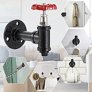 Sumnacon 3Pcs Industrial Pipe Robe Towel Rack Hooks - Sturdy Rustic Iron Clothes Coat Hanger Holders with Screws, Vintage Pipe Wall Mount Rack Hooks for Bathroom Living Room Kitchen Home, T Type