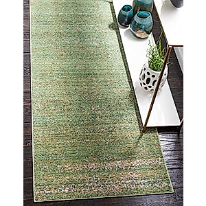 Unique Loom Austin Collection Area Rug - Muse (Runner 4' 0" x 13' 3", Green/ Beige)